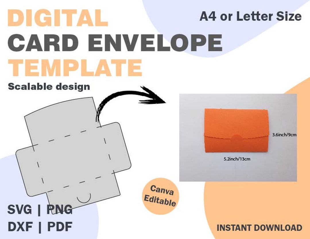 Gift Card Envelope SVG Png Template, Svg DXF PDF Png Formats, Gift ...