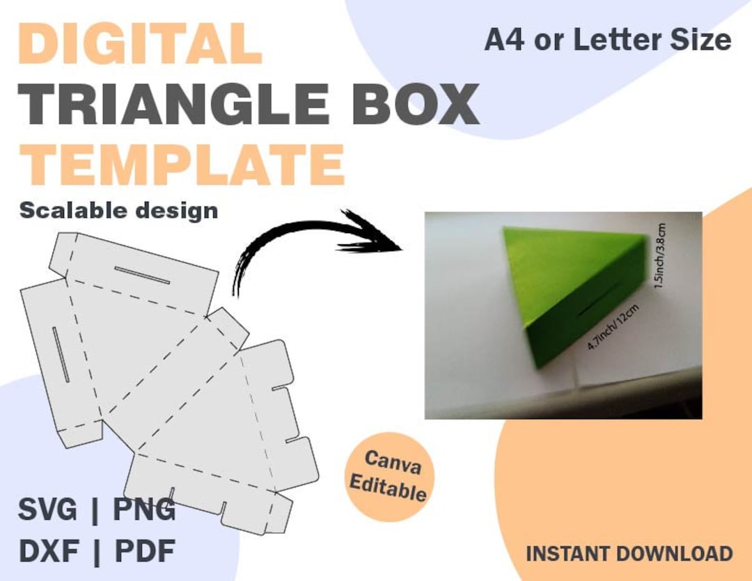 Triangle Paper Box Template, SVG DXF PDF Png Formats, Triangle Paper ...