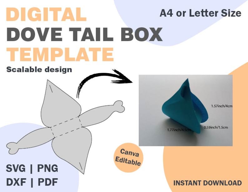 Dove Tail Box Template, SVG DXF PDF Png Formats, Packaging Box, Box ...