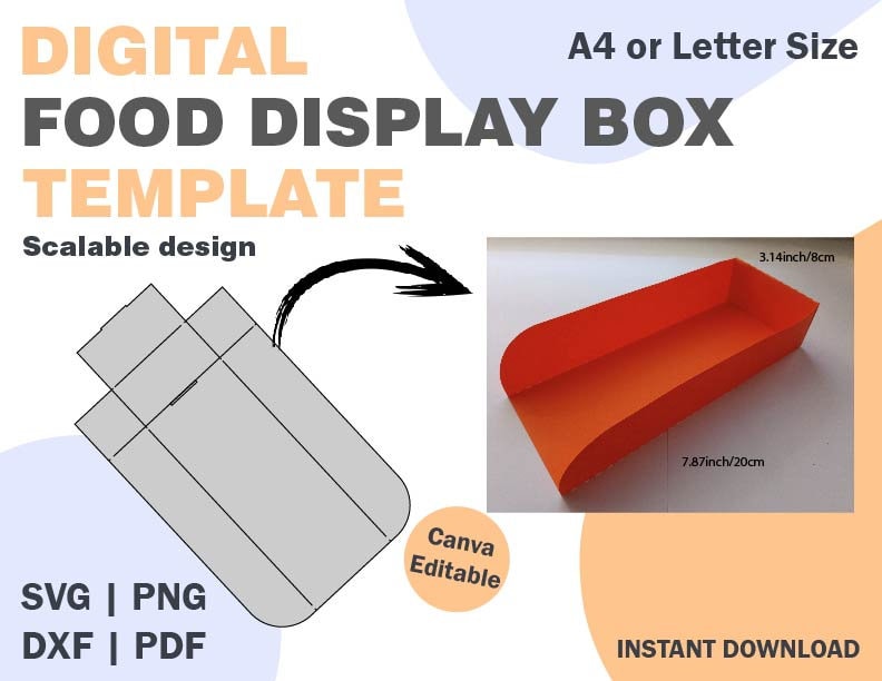 Food Display Paper Tray Template, SVG DXF PDF Png Formats, Food Display ...