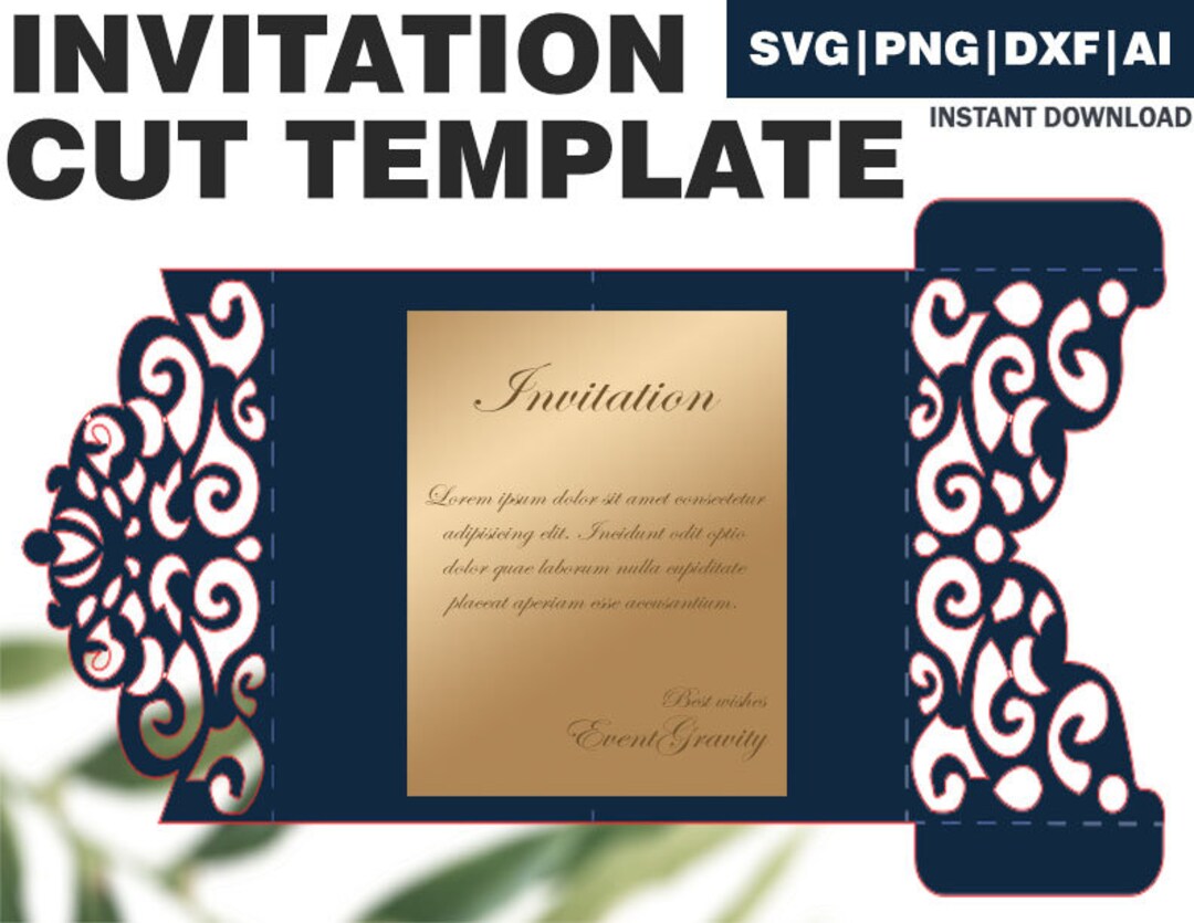 Wedding Invitation Foldable Paper Cut Template, SVG DXF PDF, Cricut ...