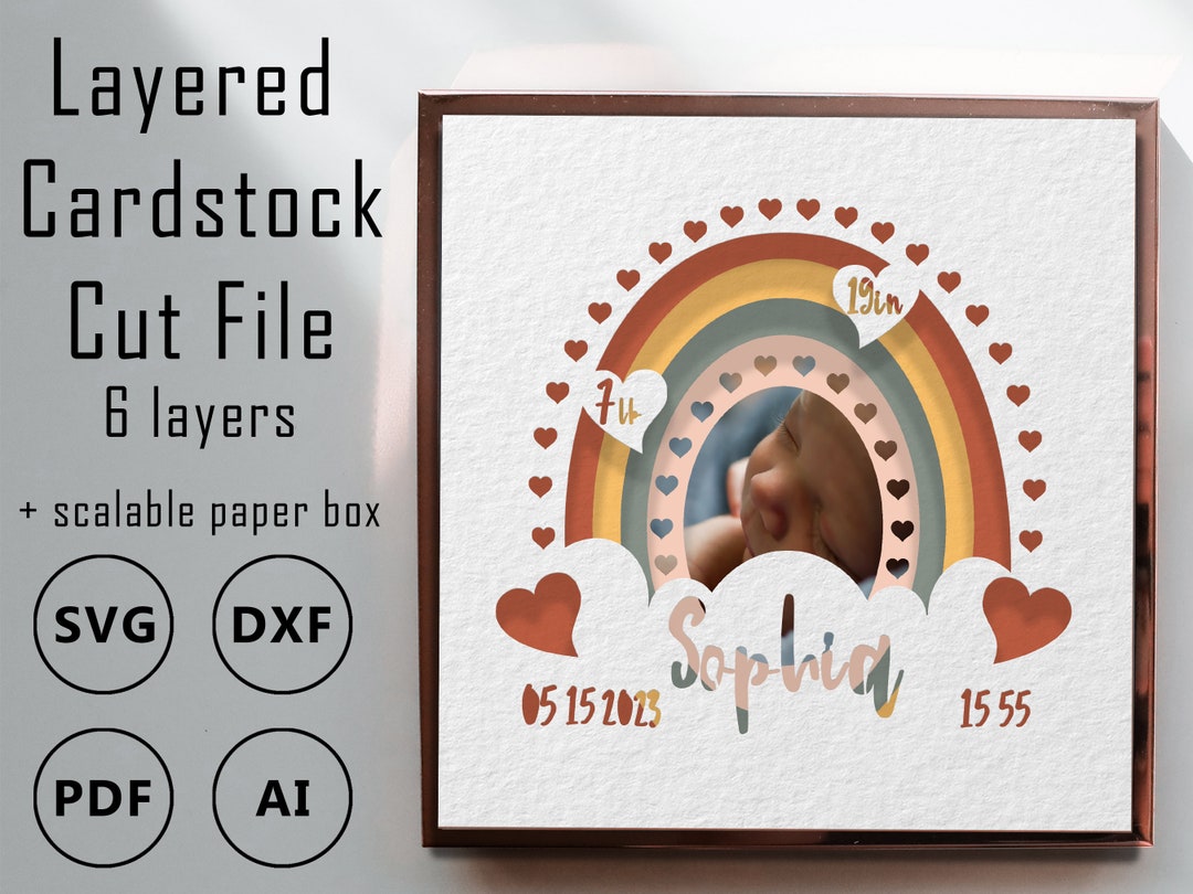 3D Custom Baby Shadow Box Bundle, SVG DXF PDF Ai Formats, Baby Photo ...