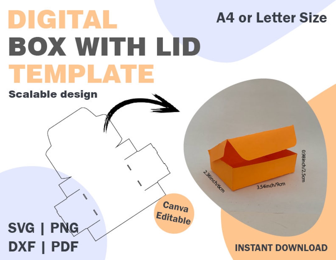 Rectangle Box With Lid Template, SVG DXF PDF Png Formats, Rectangle Box ...