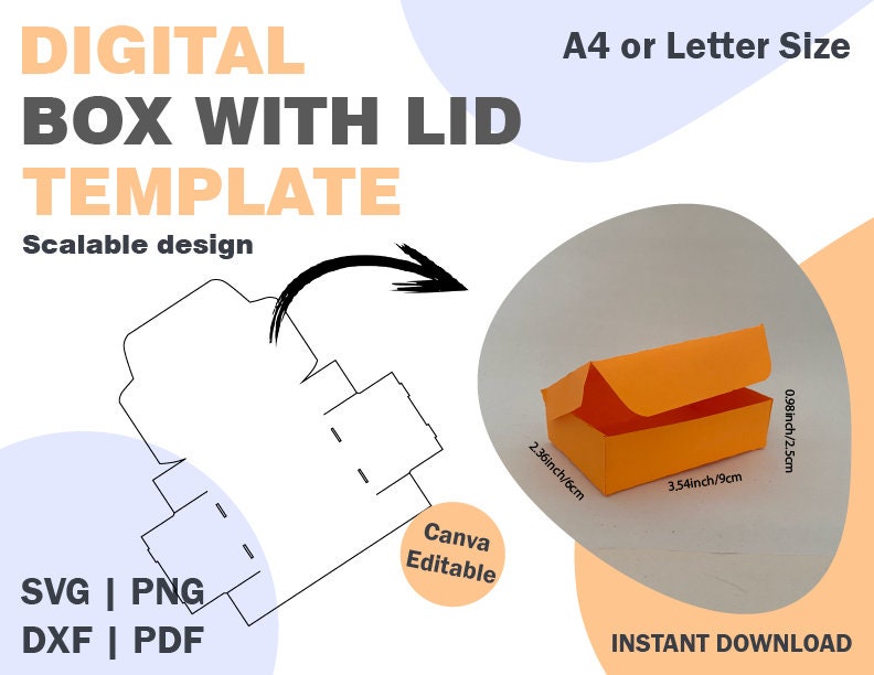 Rectangle Box With Lid Template, SVG DXF PDF Png Formats, Rectangle Box ...