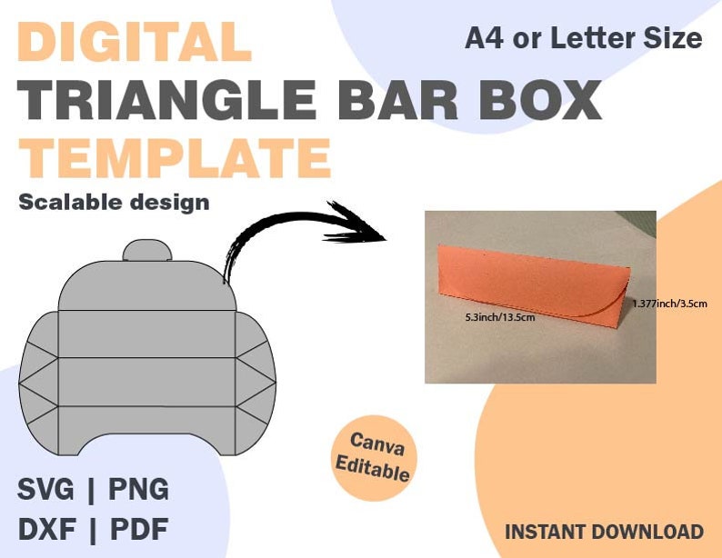 Triangle Bar Box, SVG DXF PDF Png Formats, Triangle Bar Box for Pencil ...