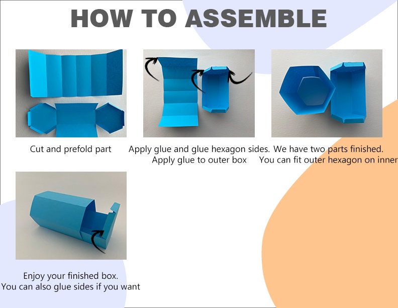Plantilla de caja hexagonal formatos SVG DXF PDF png - Etsy México