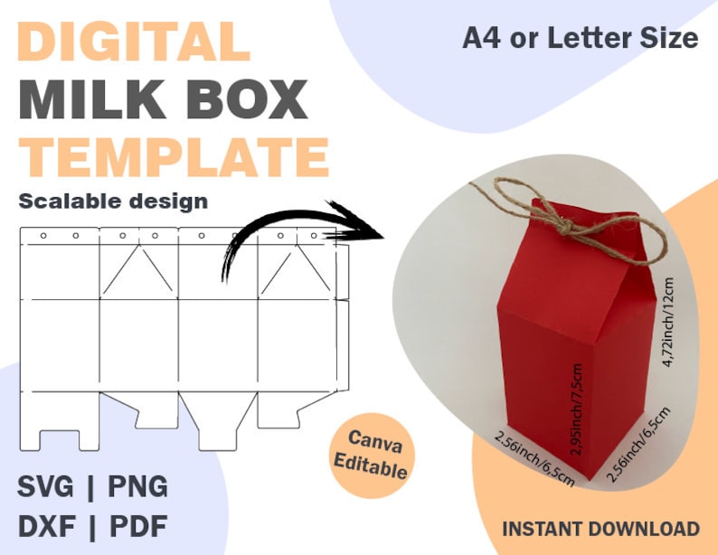 Milk Box Cutting Template, SVG DXF PDF Png Formats, Gift Package ...