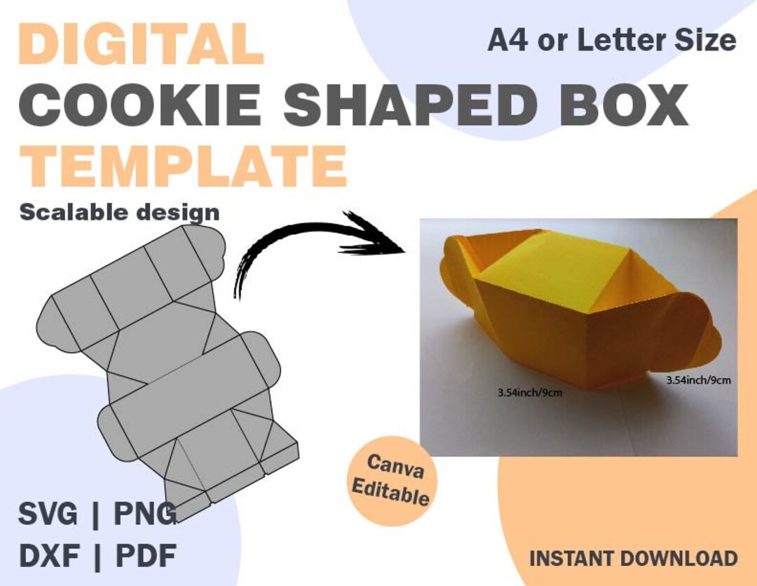 Cookie Shaped Paper Box Template, SVG DXF PDF Png Formats, Cookie Box ...