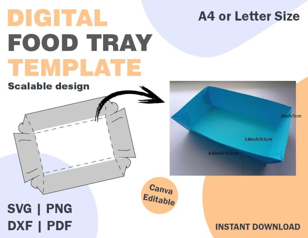 Food Tray Box Template, SVG DXF PDF Png Formats, Food Tray Box, Paper ...
