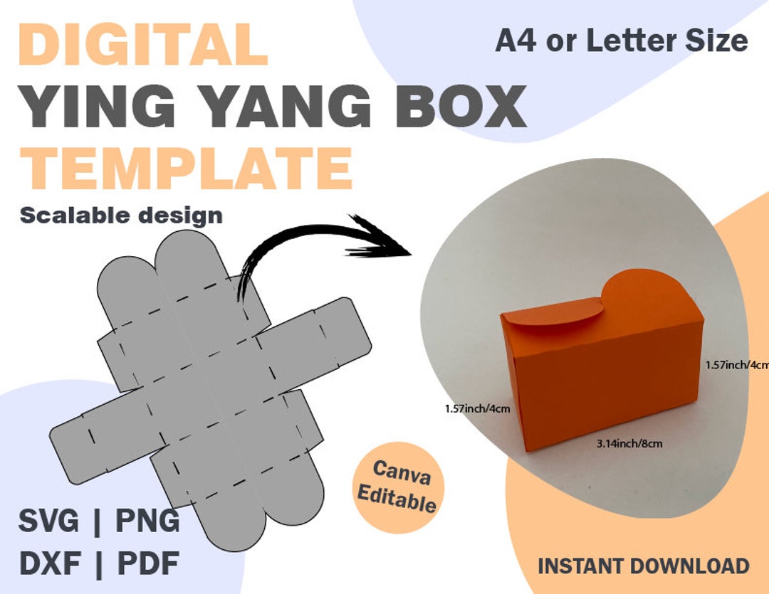 Ying Yang Box Template, SVG DXF PDF Png Formats, Cute Ying Yang Box ...
