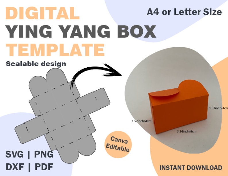 Ying Yang Box Template, SVG DXF PDF Png Formats, Cute Ying Yang Box ...