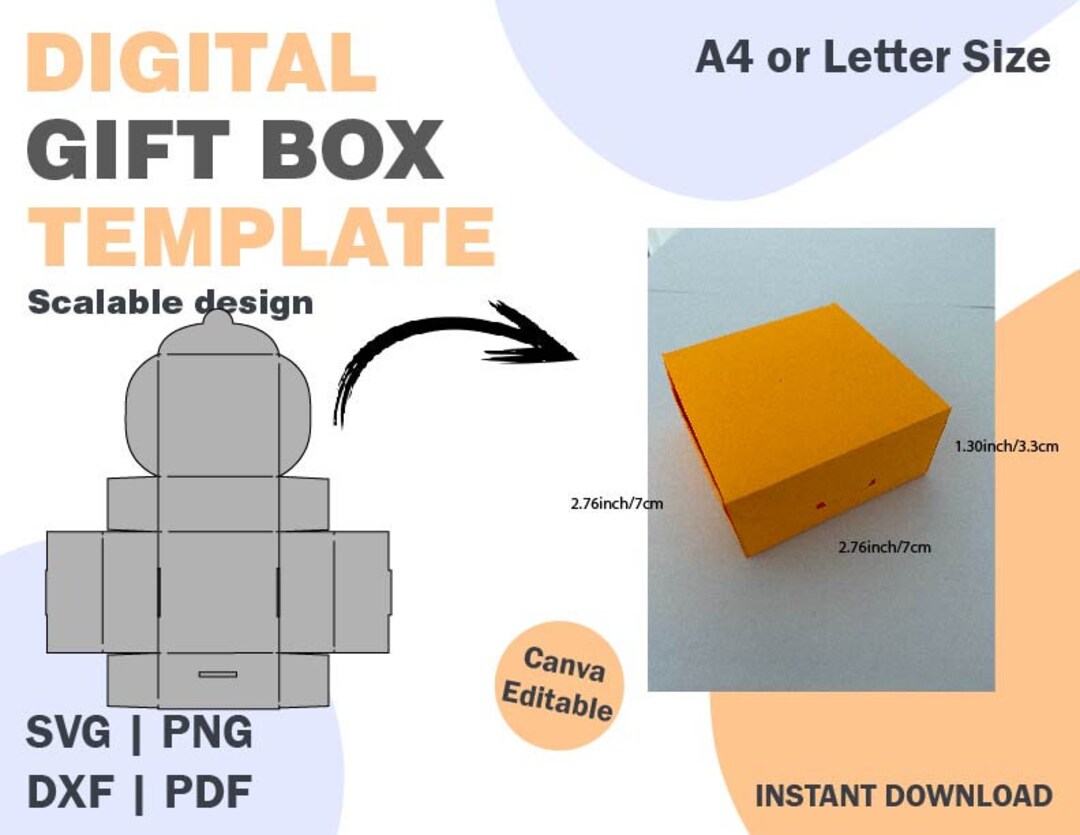 Gift Box Template SVG DXF PDF Png Formats, Paper Box Template, Cut Box ...