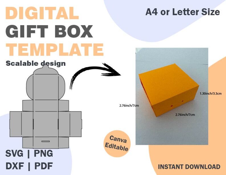 Gift Box Template SVG DXF PDF Png Formats, Paper Box Template, Cut Box ...