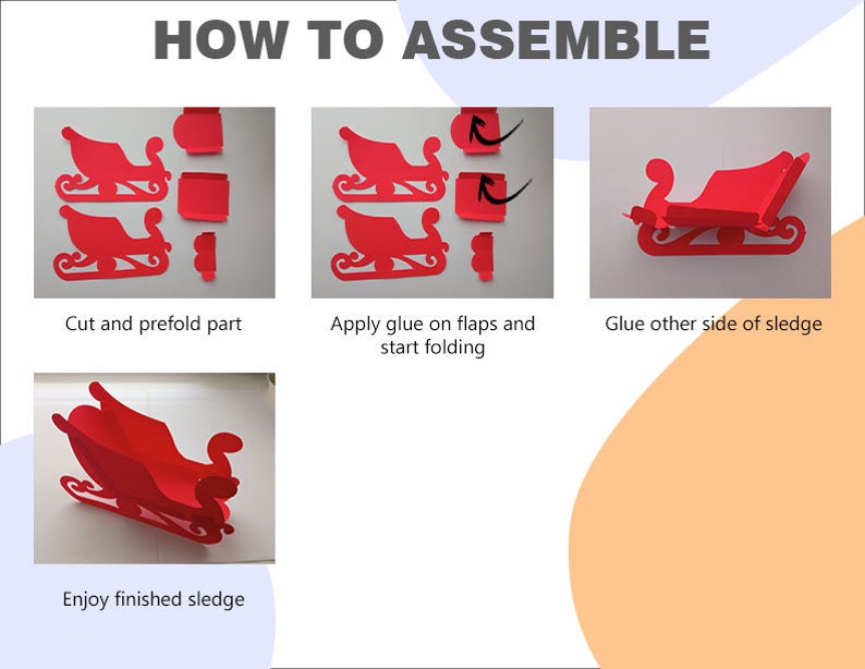 Christmas Sledge Template, SVG DXF PDF Png Formats, Santa Sledge Paper ...