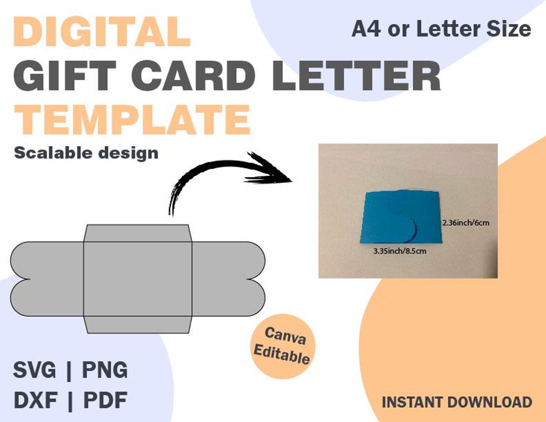 Gift Card Cutting Template, SVG DXF PDF Png Formats, Gift Package ...