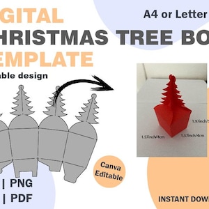 Christmas Tree Box SVG DXF PDF Png Formats, Christmas Tree Box, Paper ...
