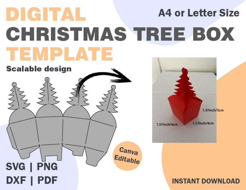 Christmas Tree Box SVG DXF PDF Png Formats, Christmas Tree Box, Paper ...