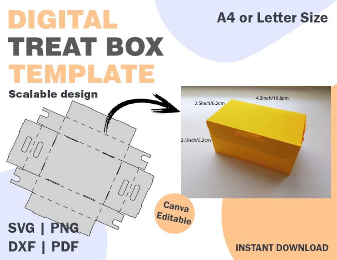 Treats Box Template, SVG DXF PDF Png Formats, Candy Box, Treats Box ...