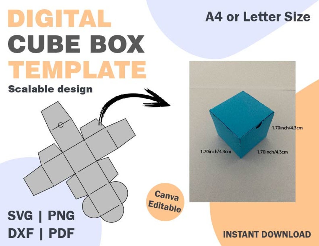 Cube Box SVG DXF PDF Png Formats, Small Paper Cube Box, Cute Gift Box ...