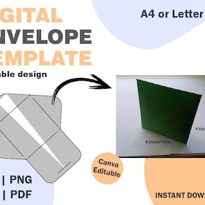 Paper Envelope Template SVG DXF PDF Png Formats Cutting - Etsy
