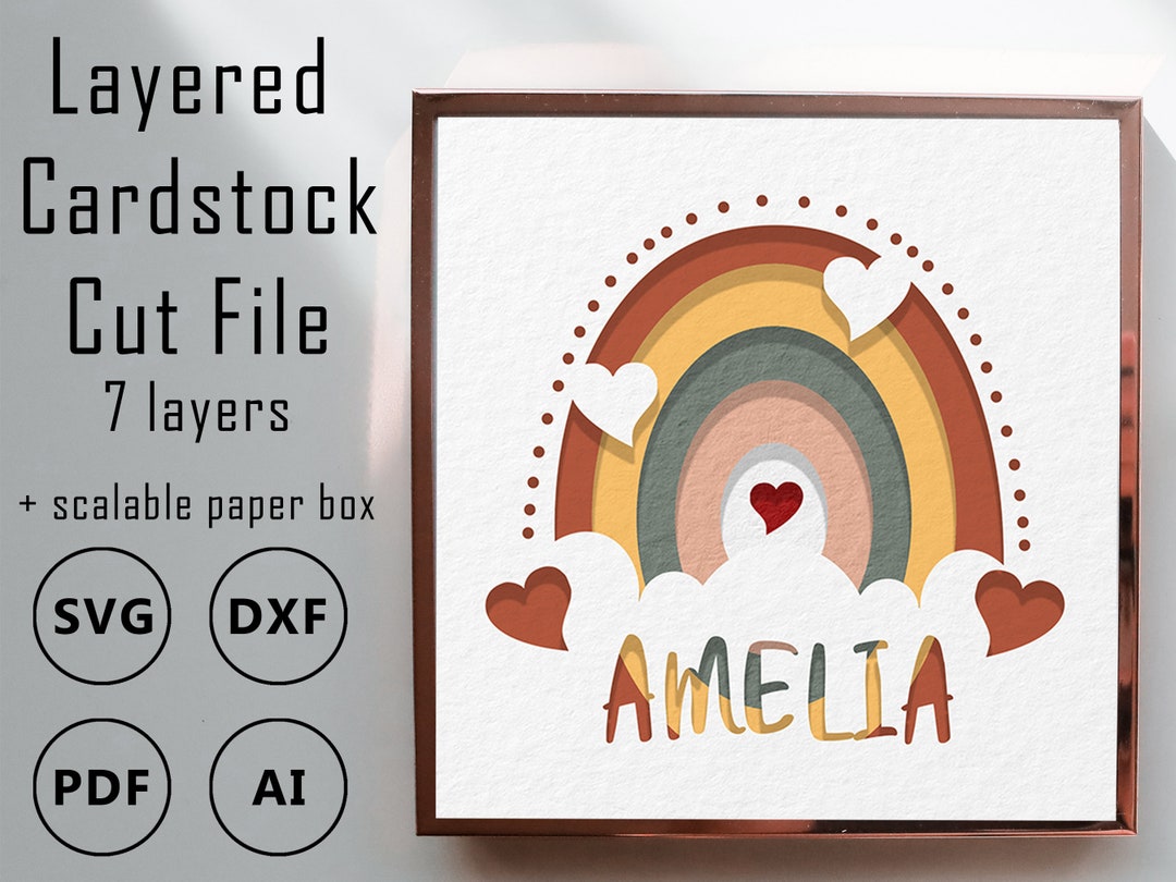 3D Custom Name Shadow Box Bundle, SVG DXF PDF Ai Formats, Love Rainbow ...