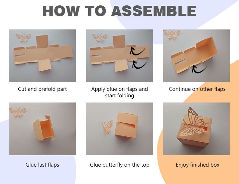 Box With Butterfly Template, SVG DXF PDF Png Formats, Cube Box, Square ...