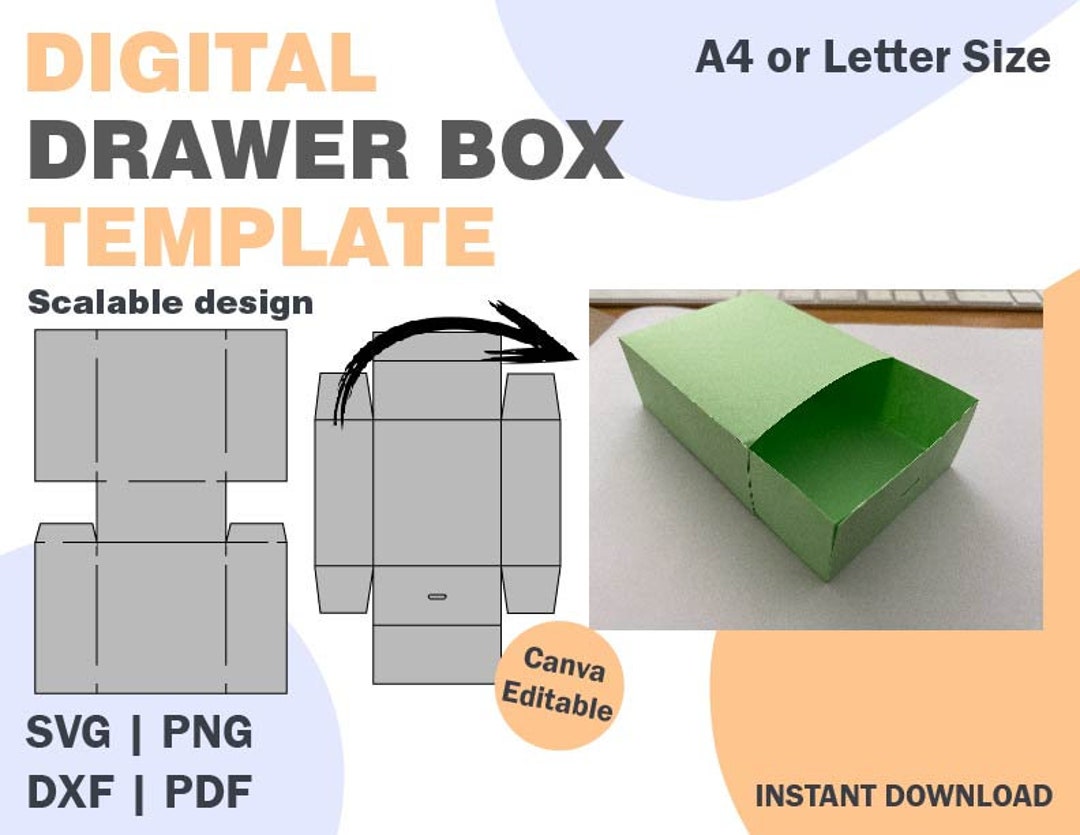 Drawer Sliding Box, SVG DXF PDF Png Formats, Paper Sliding Box, Drawer ...