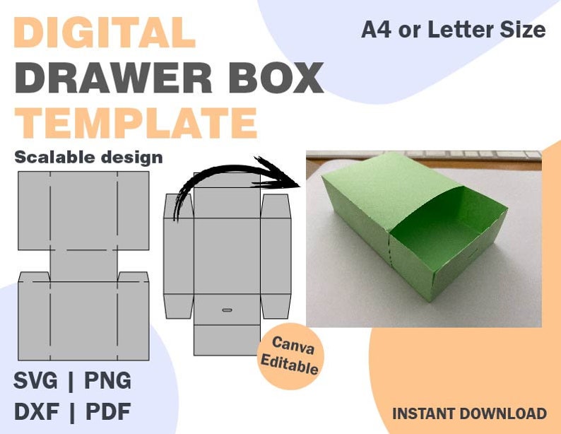 Drawer Sliding Box, SVG DXF PDF Png Formats, Paper Sliding Box, Drawer ...