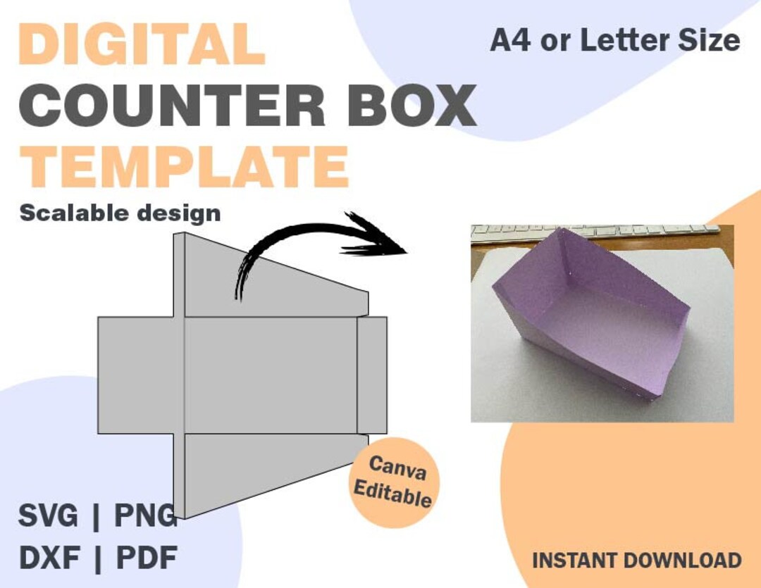 Counter Display Paper Tray Template, SVG DXF PDF Png Formats, Food ...