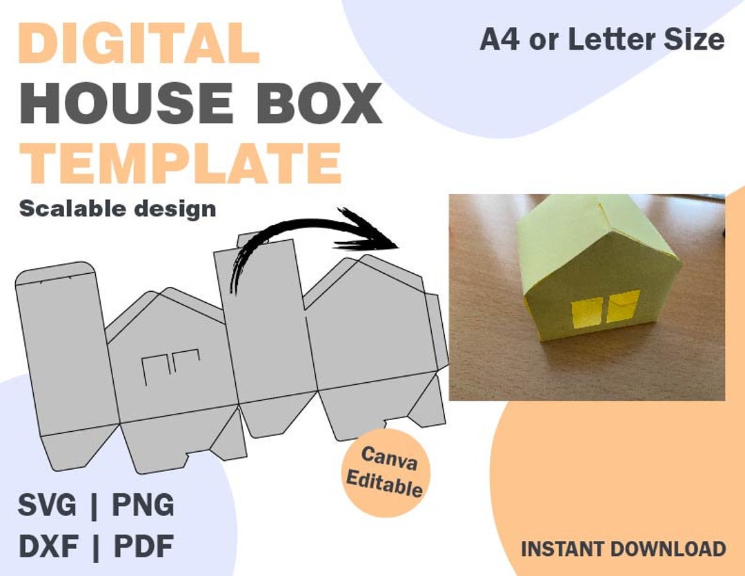 House Box, SVG DXF PDF Png Formats, Paper House Box, House Gift Box ...