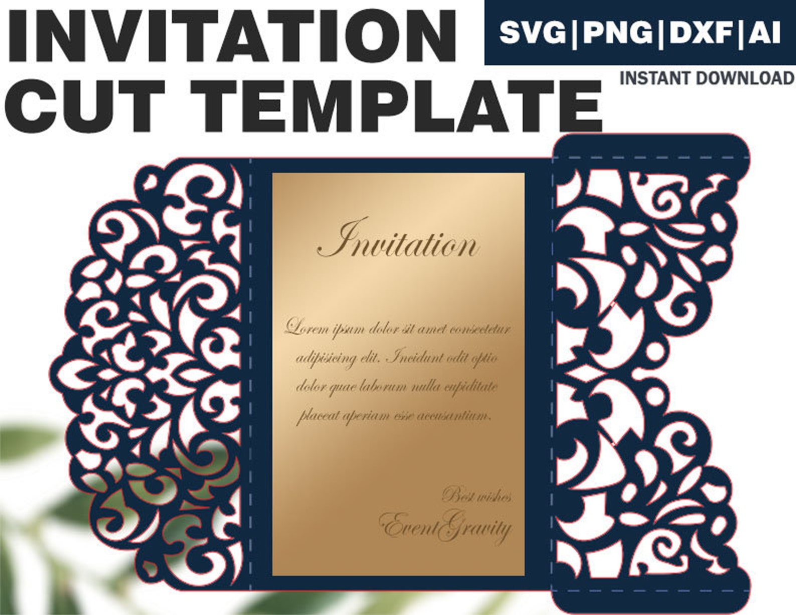 Wedding Invitation Foldable Paper Cut Template, SVG DXF PDF, Cricut ...