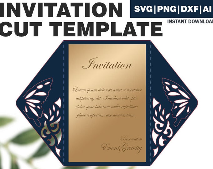 BUTTERFLY INVITATION SET Instant Download Svg Eps Pdf Png Studio Dxf Ai ...
