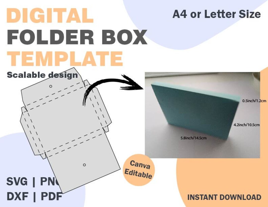 Folder Box Template, SVG DXF PDF Png Formats, Folder Box, Post Box ...