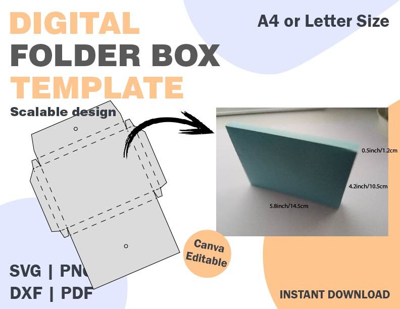 Folder Box Template, SVG DXF PDF Png Formats, Folder Box, Post Box ...