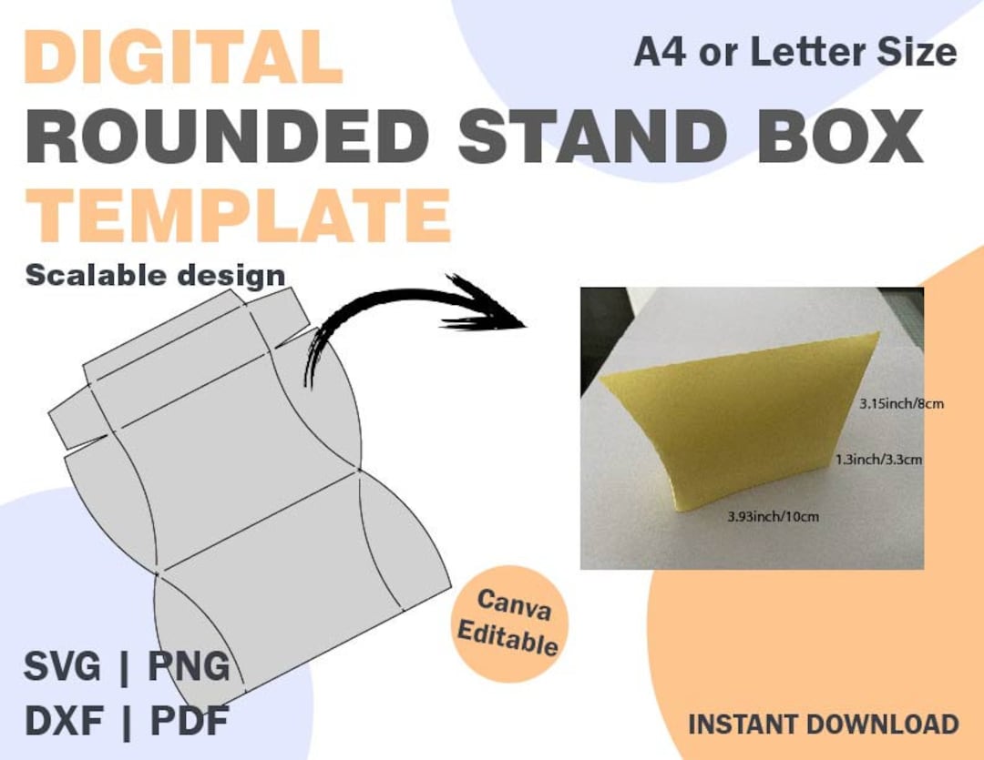 Rounded Stand Box, SVG DXF PDF Png Formats, Box Template, Gift Box ...