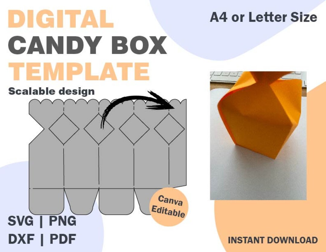 Candy Dove Tail Box Template, SVG DXF PDF Png Formats, Box Template ...