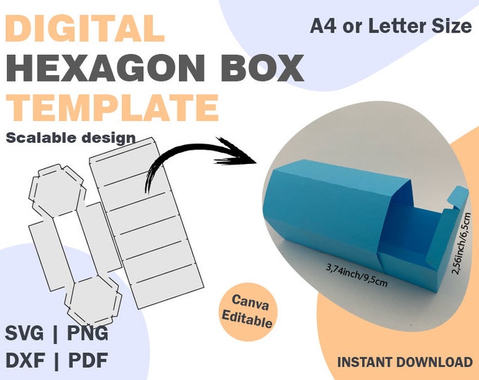 Hexagon Box Template, Hexagon Gift Box, Hexagonal Gift Box, Hexagonal ...