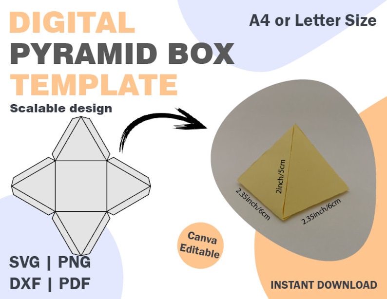 Pyramid Box Cutting Template, SVG DXF PDF Png Formats, Cute Small Gift ...