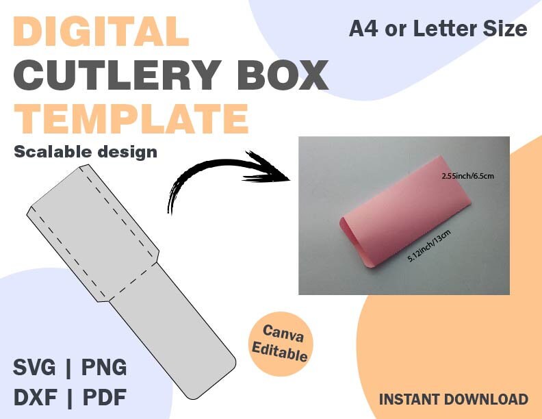 Cutlery Pouch Packaging Template SVG DXF PDF Png Formats - Etsy