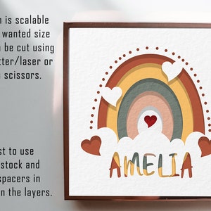 3D Custom Name Shadow Box Bundle, SVG DXF PDF Ai Formats, Love Rainbow ...