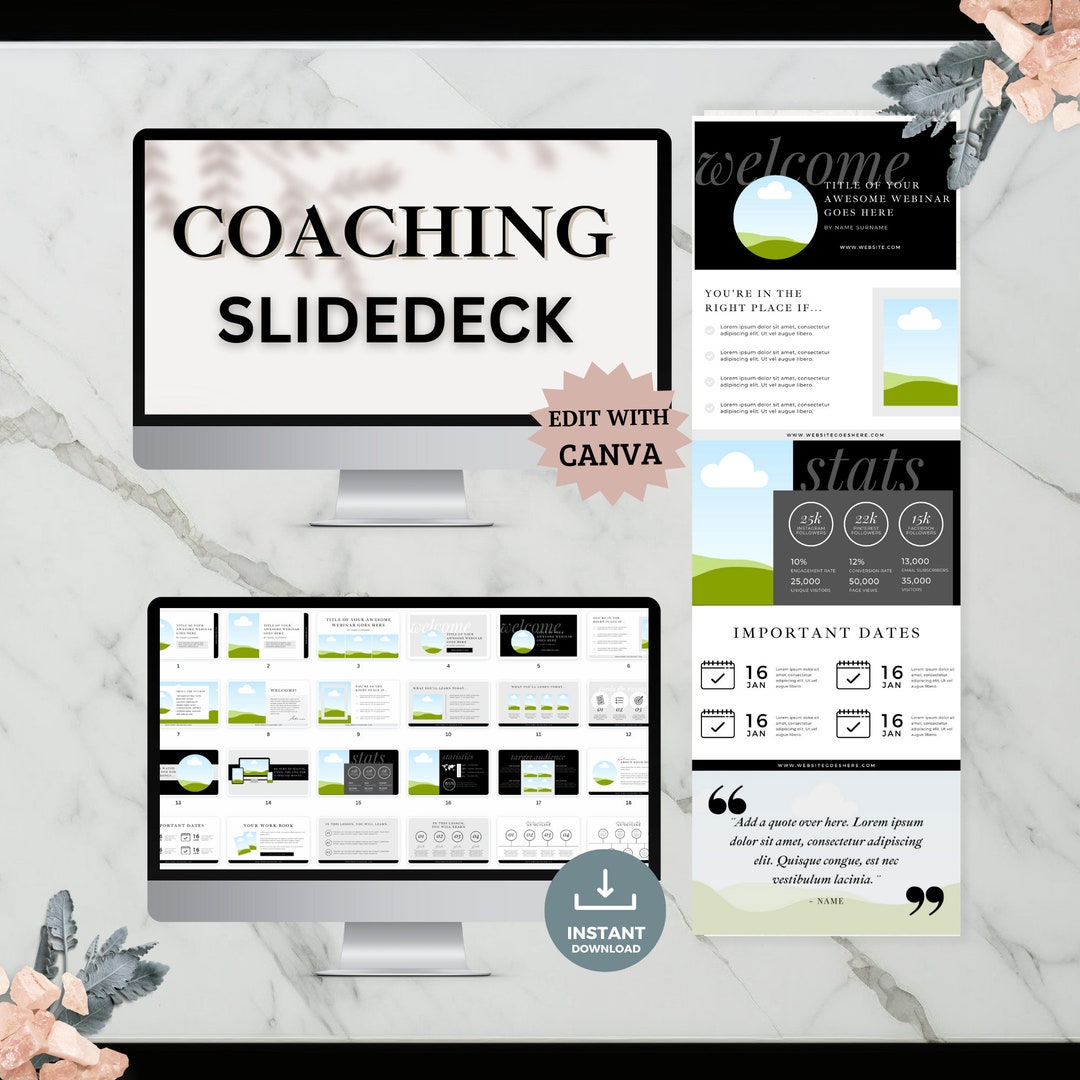 Coaching Presentation Slidedeck Webinar Template Kit Canva - Etsy