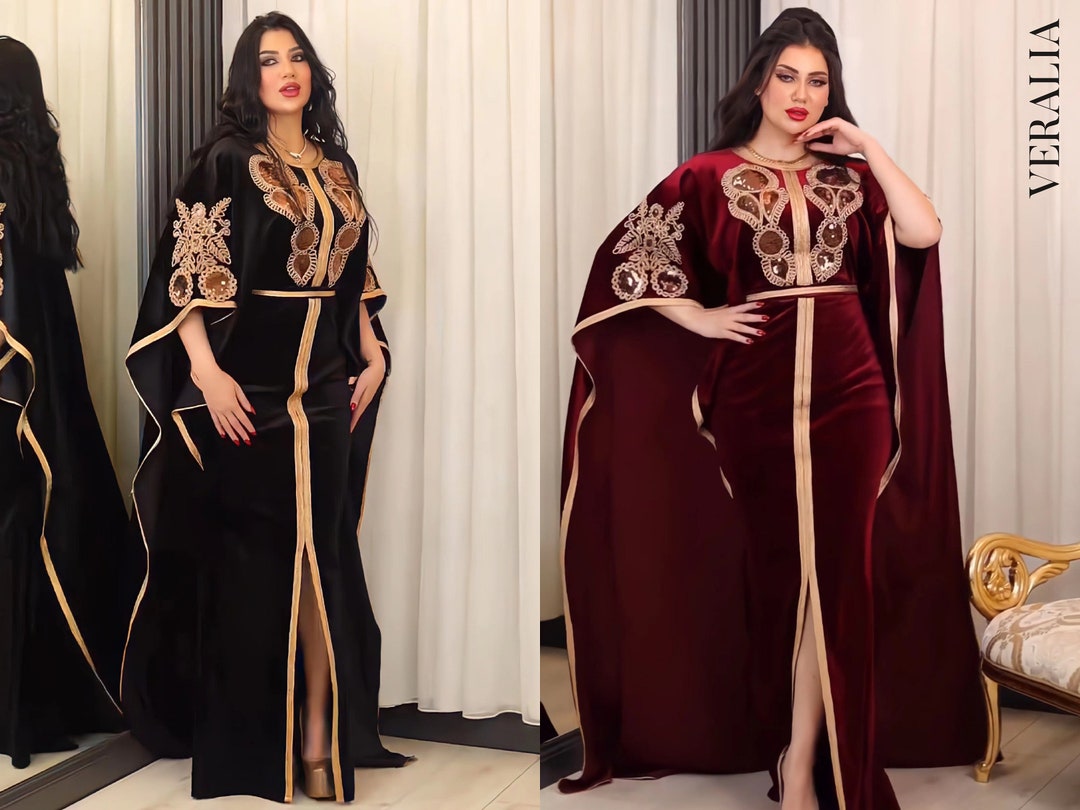 Velvet Plus Size Dubai Moroccan Arabic Abaya Jubah Jilbab Farasha Floor ...
