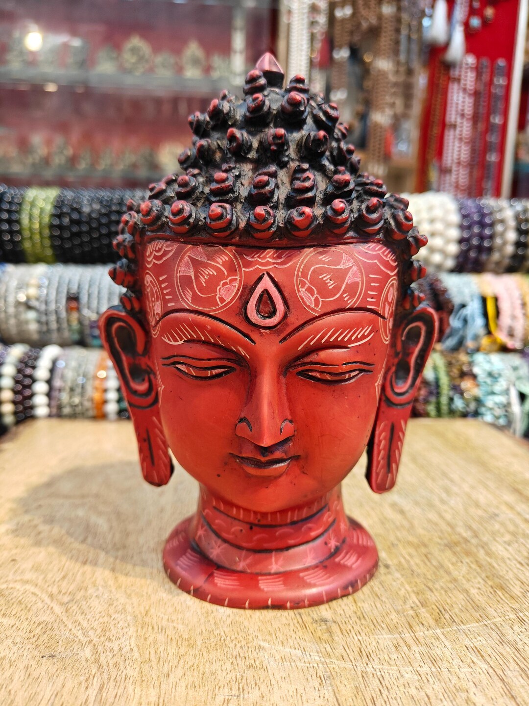 Resin Buddha Face Statue,buddha Statue,red Buddha Head Sculpture for ...