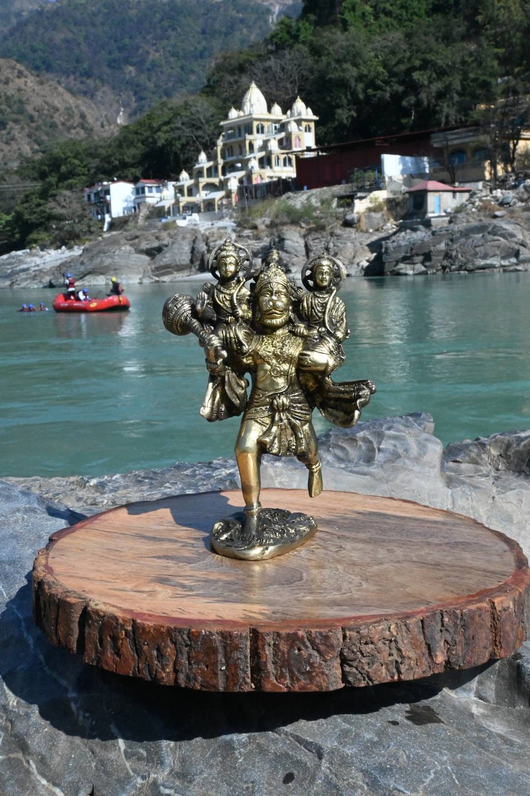 Brass Ram Darbar Statue: Hanuman Carrying Rama & Lakshman - Etsy