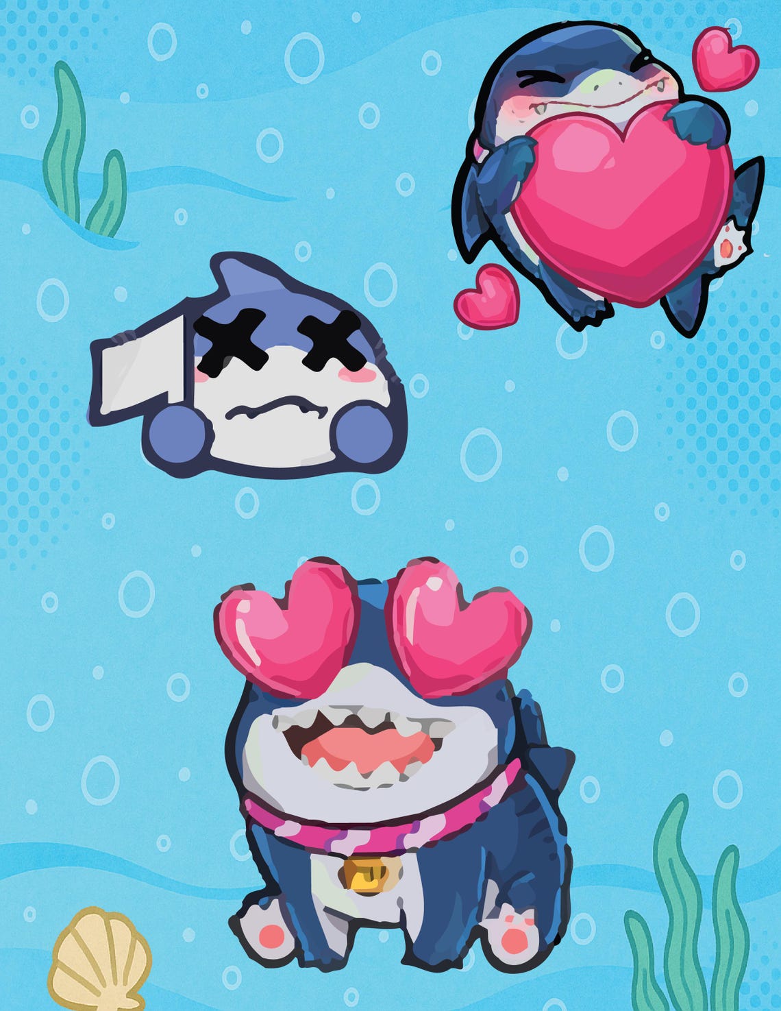 Jeff the Land Shark Emotes – 11-pack Cute Mood Pngs for Twitch ...