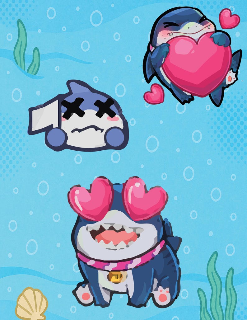 Jeff the Land Shark Emotes – 11-pack Cute Mood Pngs for Twitch ...