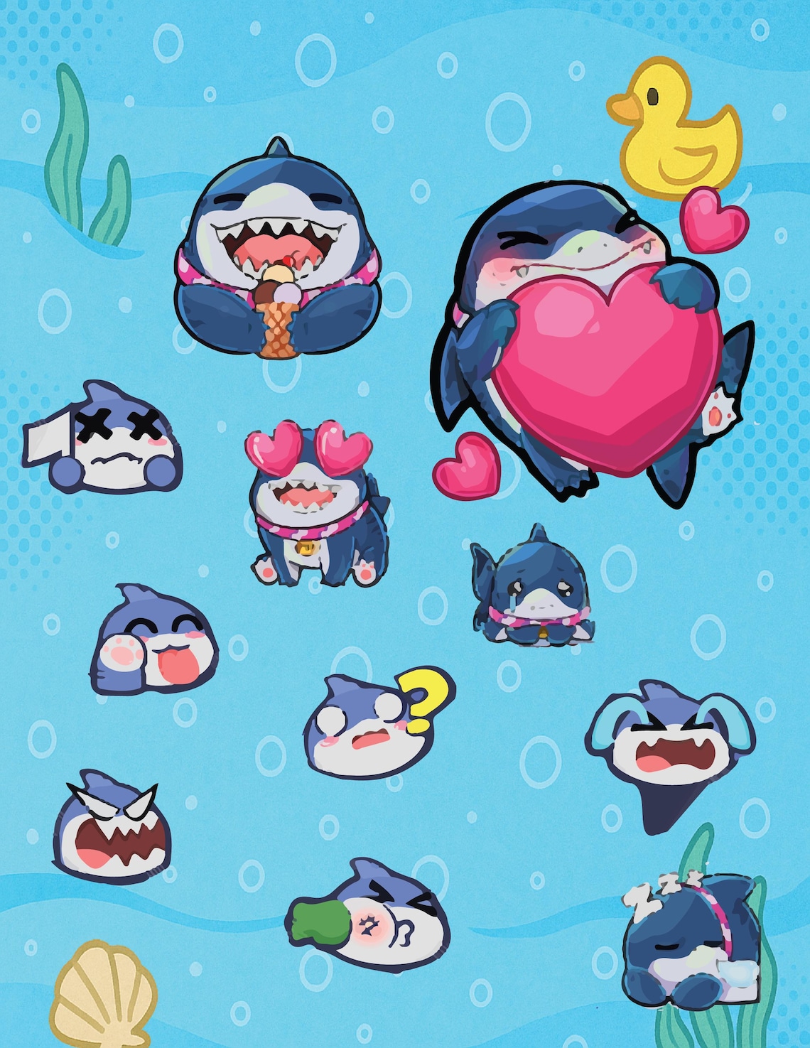 Jeff the Land Shark Emotes – 11-pack Cute Mood Pngs for Twitch ...
