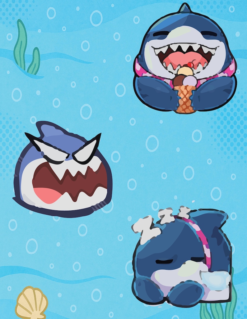 Jeff the Land Shark Emotes – 11-pack Cute Mood Pngs for Twitch ...