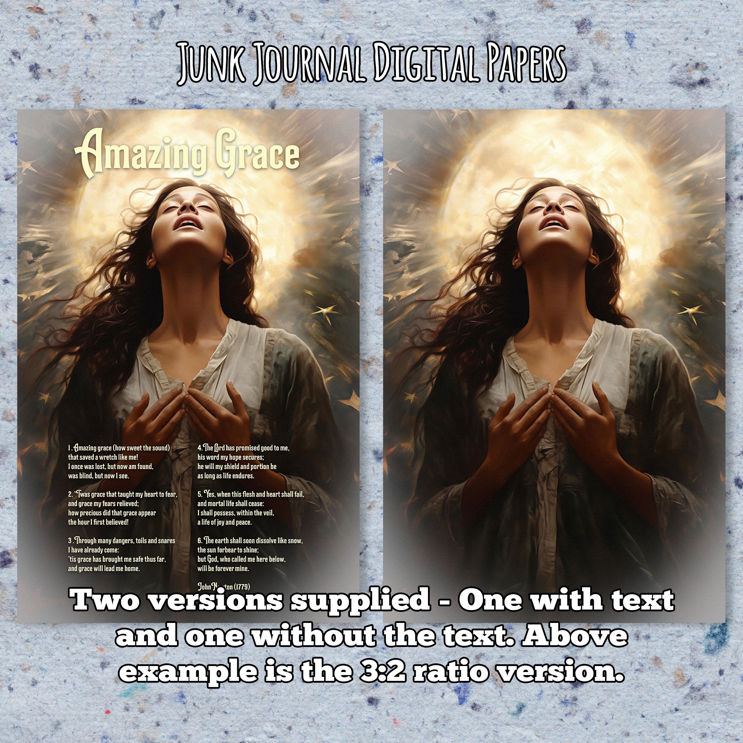 Amazing Grace Hymn Lyrics Printable Song Lyrics Religious Wall Art ...