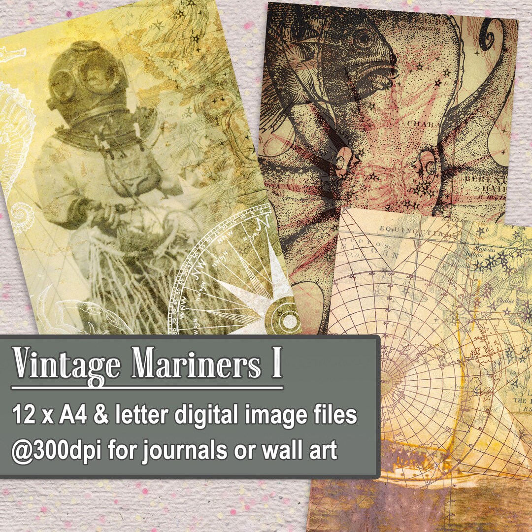Vintage Mariners Junk Journal Digital Papers 12 X A4 / Letter Digital ...